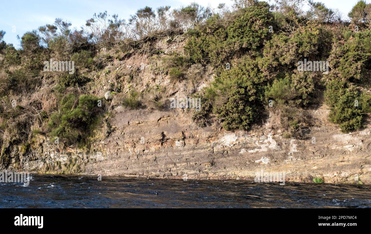 Jurassic rock face, River Brora Stock Photo - Alamy