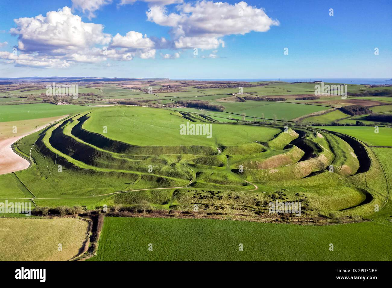 Dorchester, Dorset, UK. 14th March 2023. UK Weather. View from the air ...