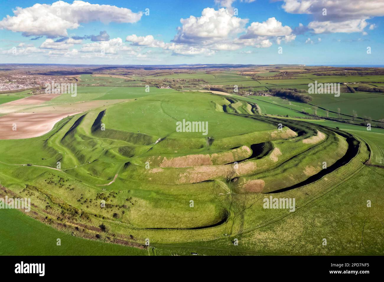 Dorchester, Dorset, UK. 14th March 2023. UK Weather. View from the air ...