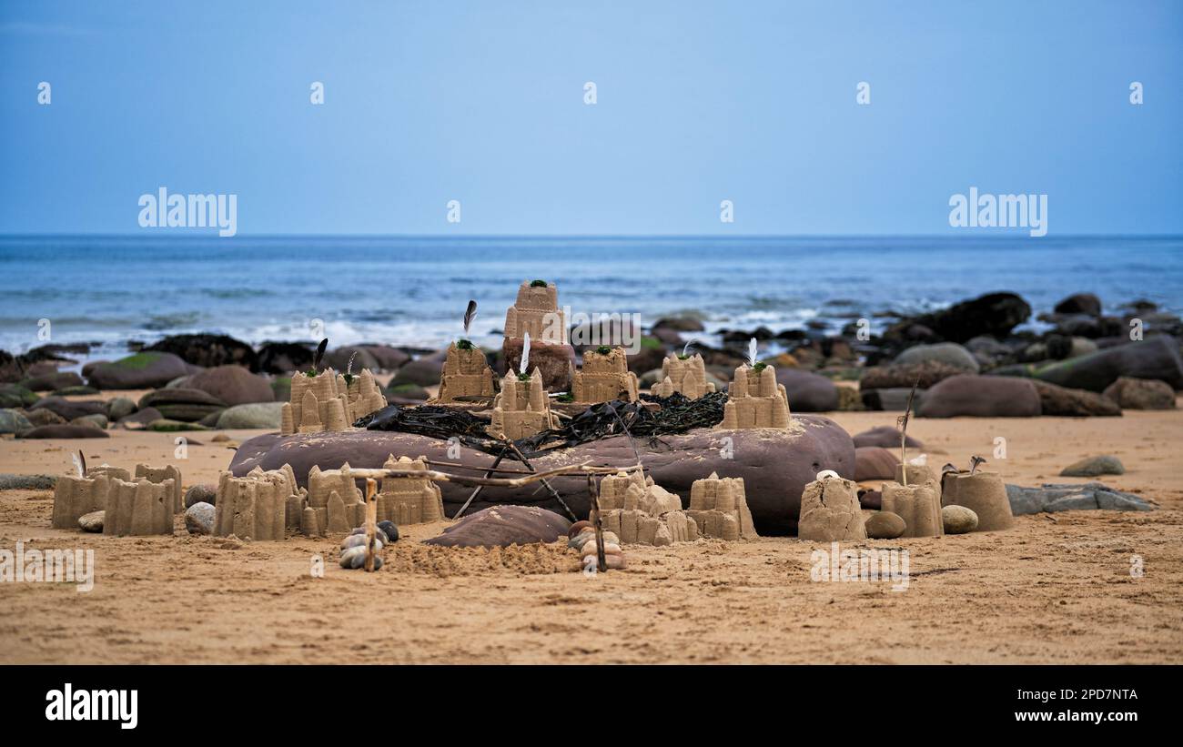 Sand castle fortress on a beach Stock Photo - Alamy