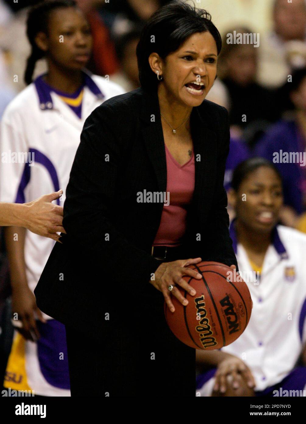 LSU head coach Pokey Chatman directs her team against Duke during the ...