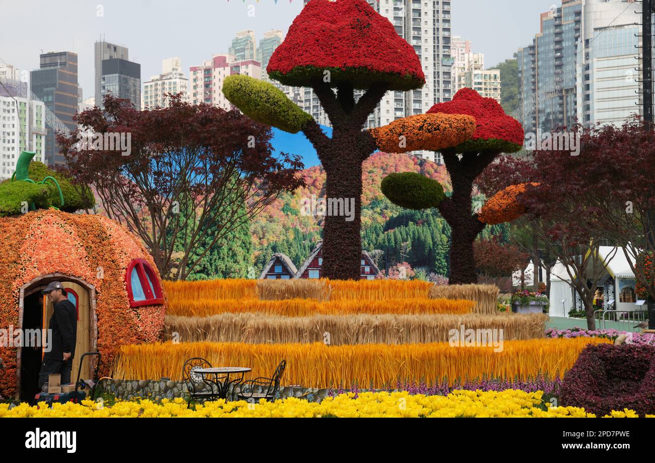 Media preview of Hong Kong Flower Show 2023 at Victoria Park, Causeway Bay. 225 organisations ...