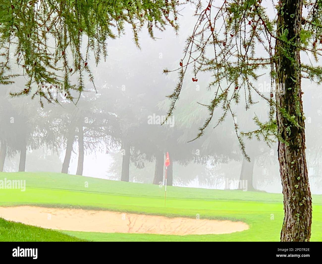 Putting Green in Crans Sur Sierre Golf Course with Fog in Crans Montana ...