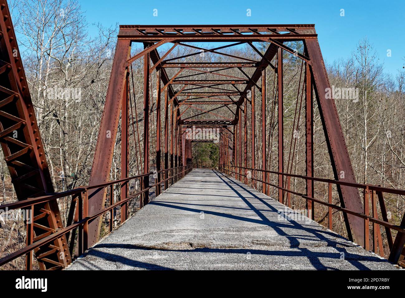 Nemo bridge an iron rusty truss that crosses over the Emory river built ...
