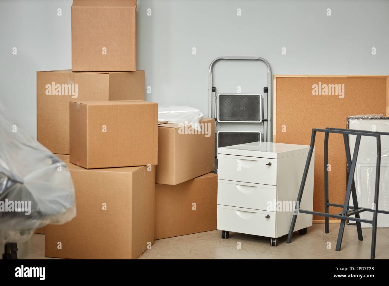 Horizontal image of Things packing in cardboard containers for ...