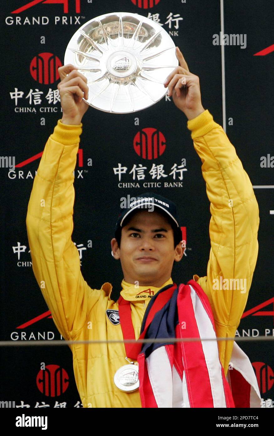 Alex Yoong, from the A1 Malaysia team, shows his first runner-up ...