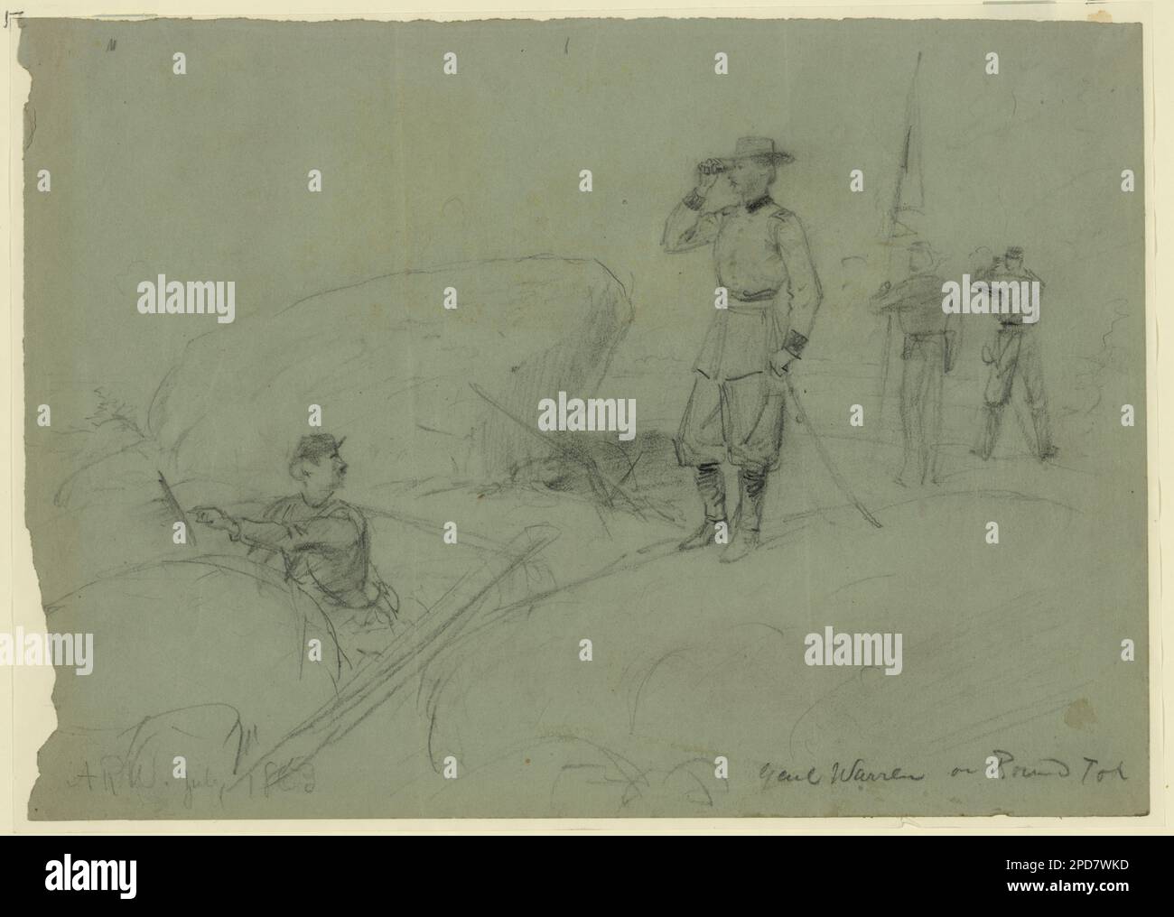 Genl Warren on Round Top. Morgan collection of Civil War drawings ...