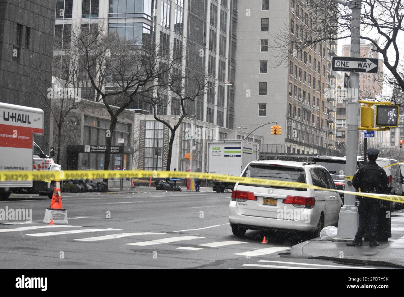 Manhattan, United States. 14th Mar, 2023. A police officer watches the ...