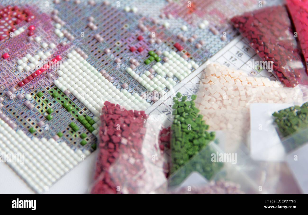 Process of creation of multi color diamond painting 3d from square ...