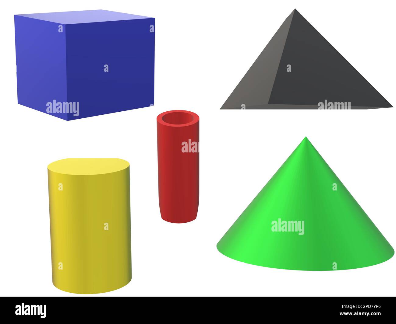 different colored geometric 3D shapes. Illustration Stock Photo - Alamy
