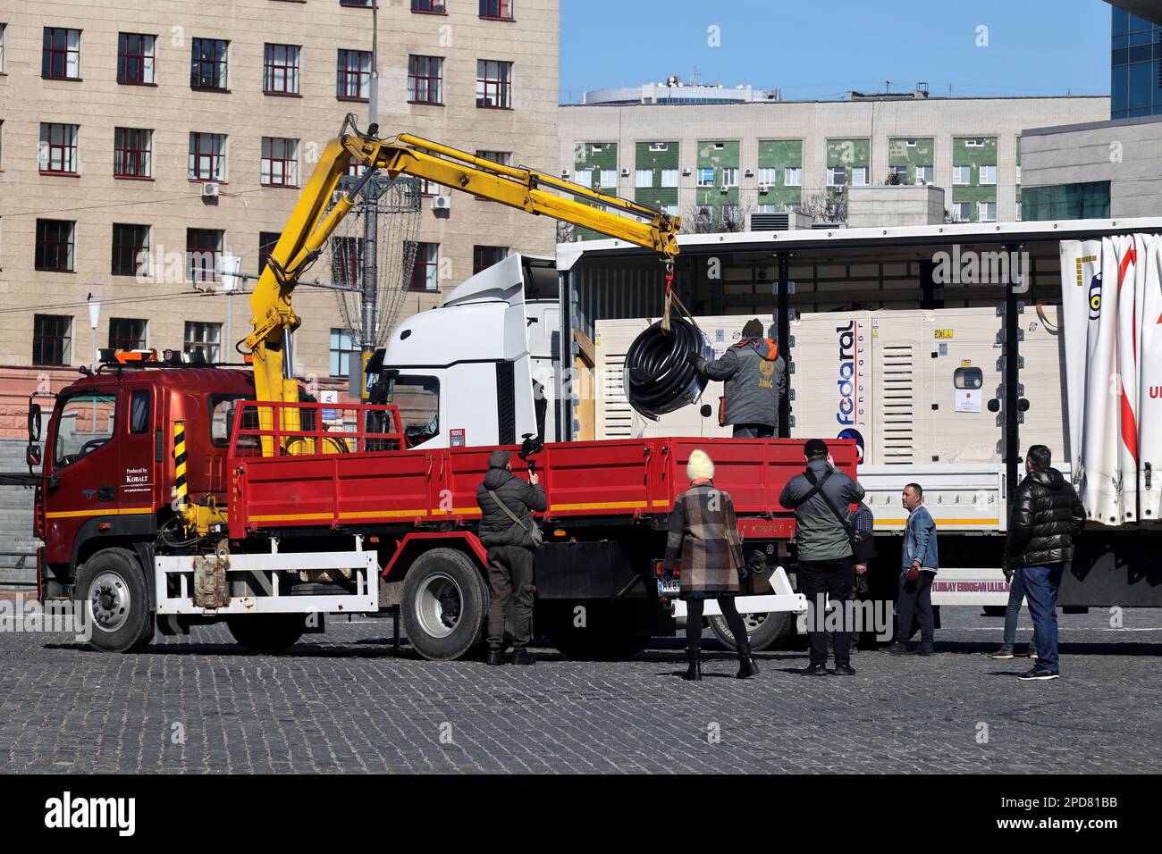 KHARKIV, UKRAINE - MARCH 14, 2023 - People are pictured during the ...