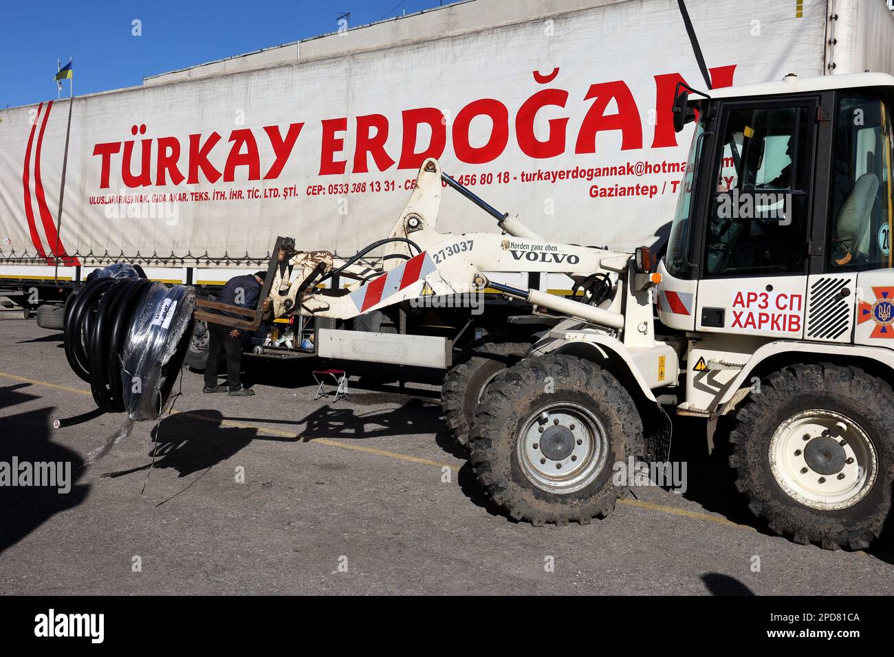 KHARKIV, UKRAINE - MARCH 14, 2023 - Some of the 17 generators that were ...