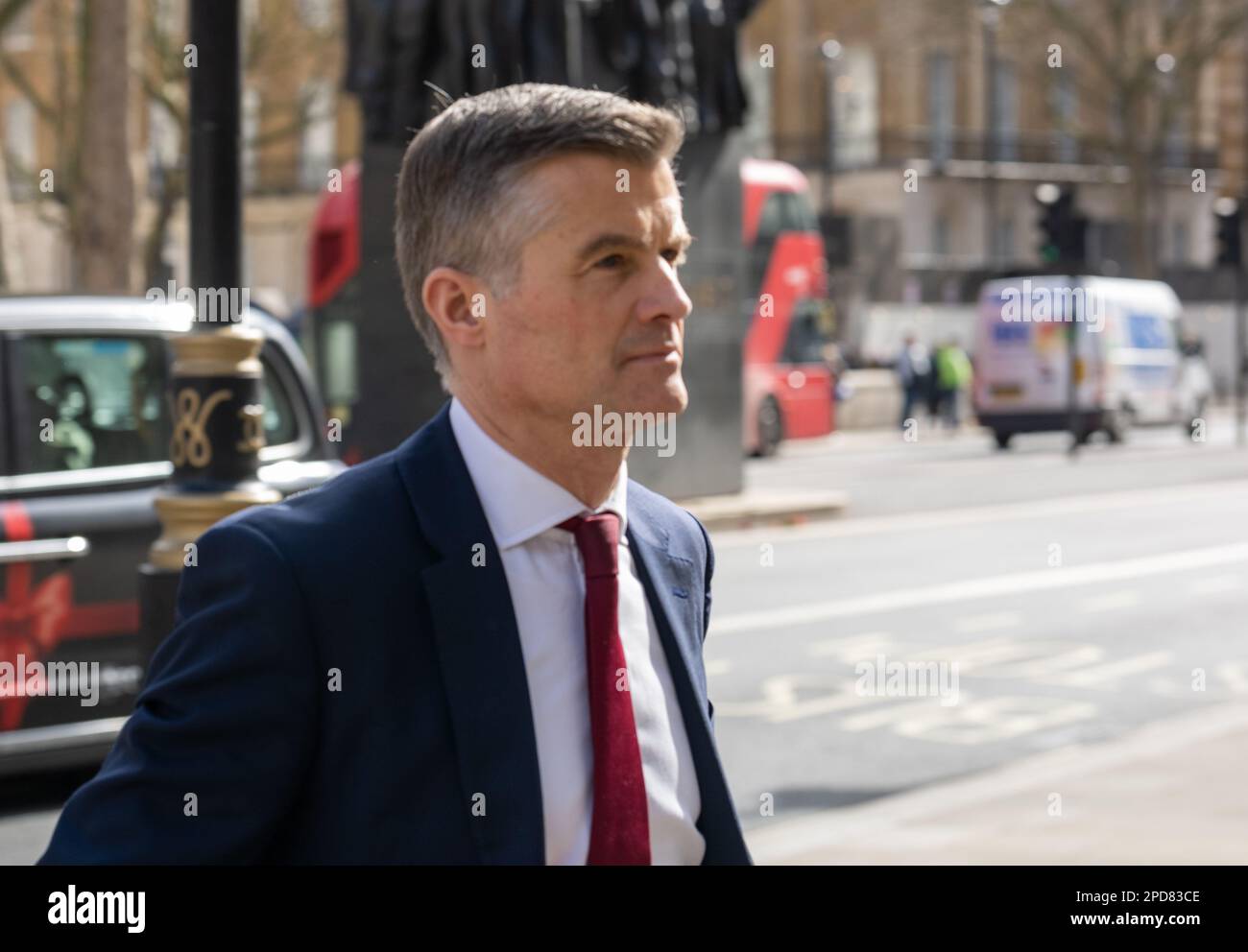 London, UK. 14th Mar, 2023. Mark Harper, Transport Secretary, outside ...