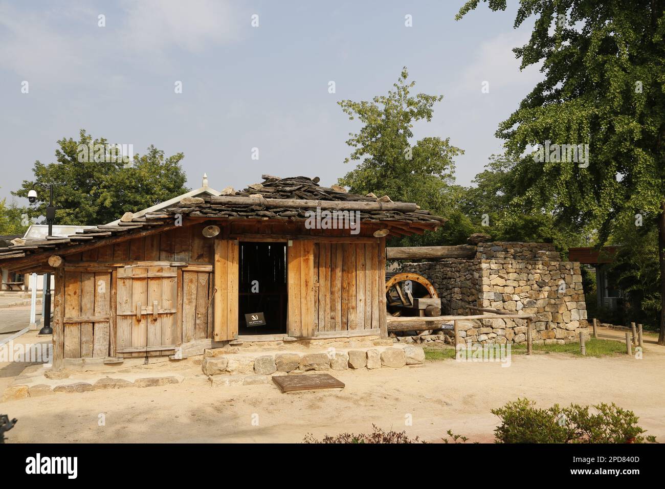 Traditional old Korean wooden building on the grounds of the National ...