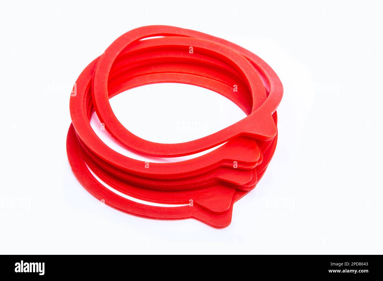 Red rubber rings for mason jars isolated on white background Stock ...