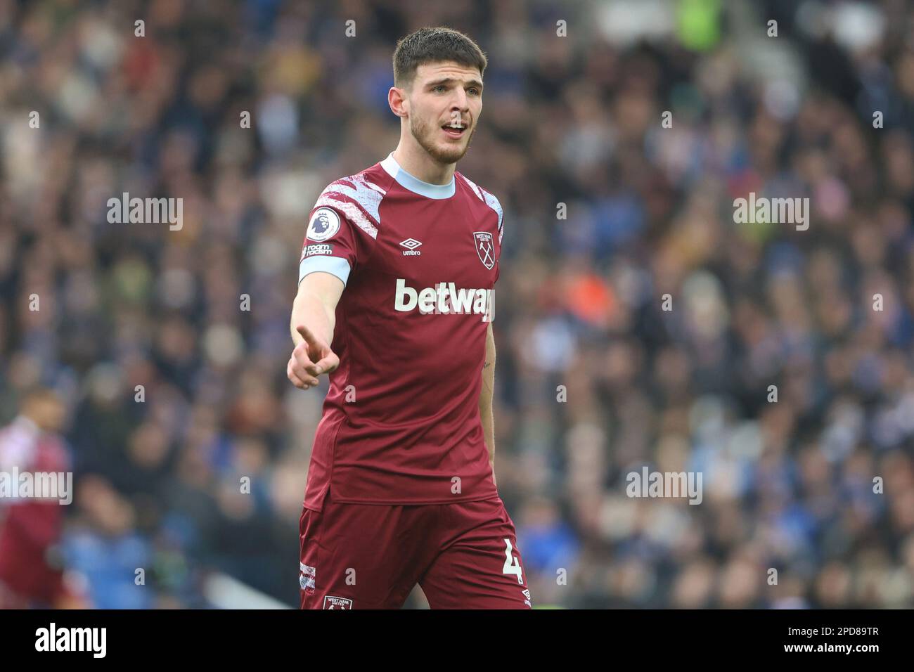 Declan Rice in action for West Ham United at the AMEX Stadium Stock ...
