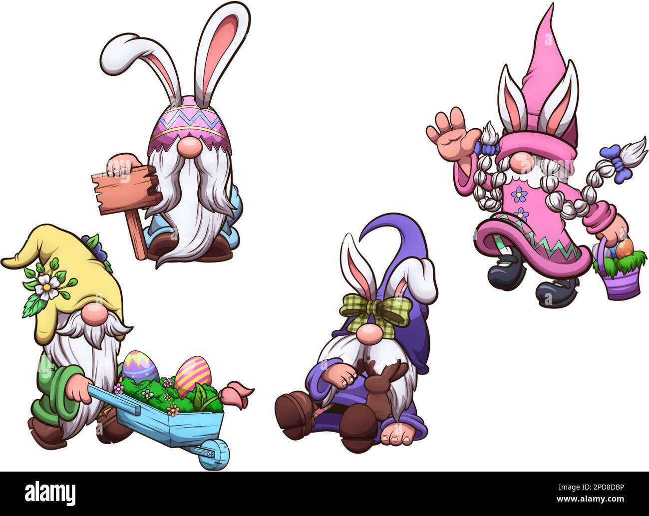 Easter Gnomes. Clip art illustration with simple gradients Stock Photo ...