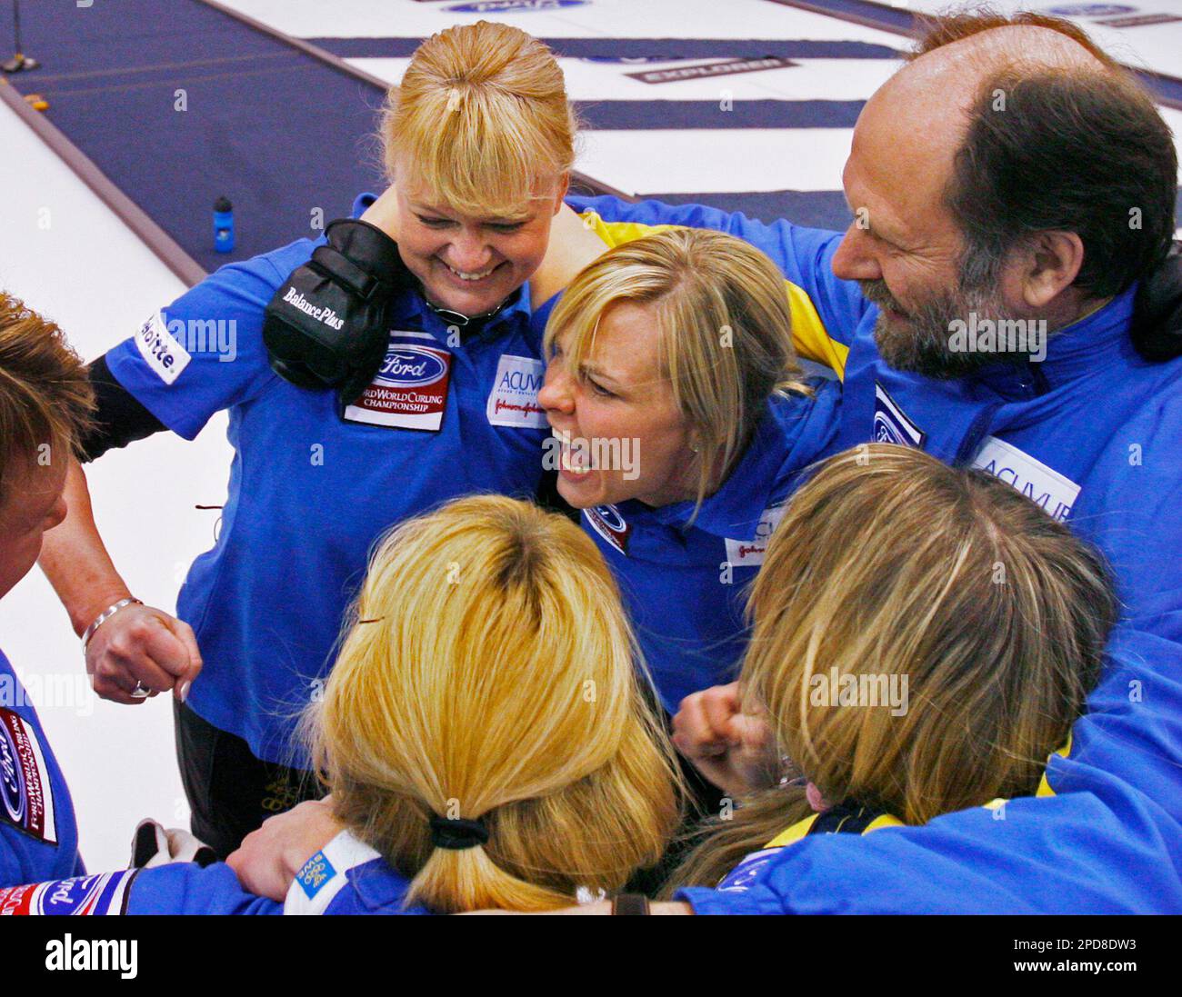 Sweden second Cathrine Lindahl, skip Anette Norberg, third Eva Lund and ...