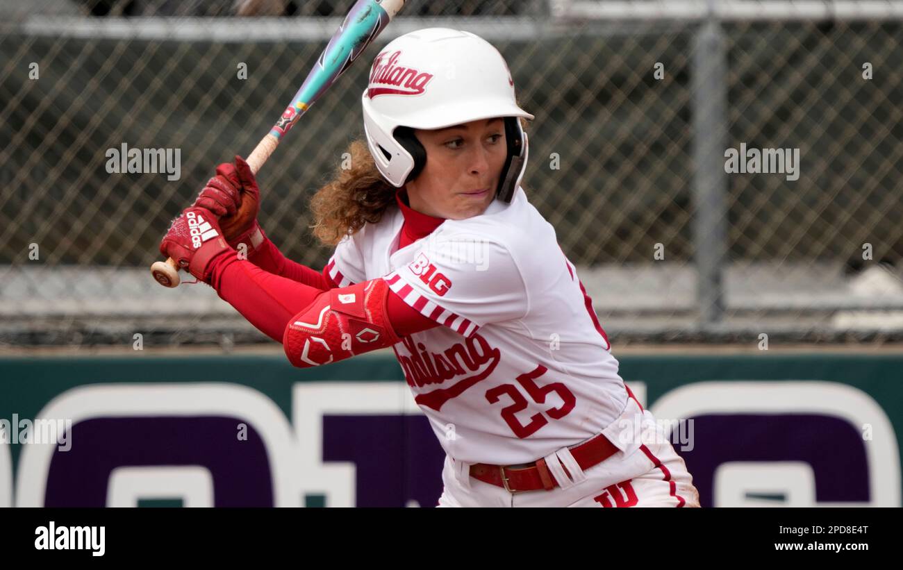 Indiana's Cora Bassett plays against Evansville during an NCAA softball ...