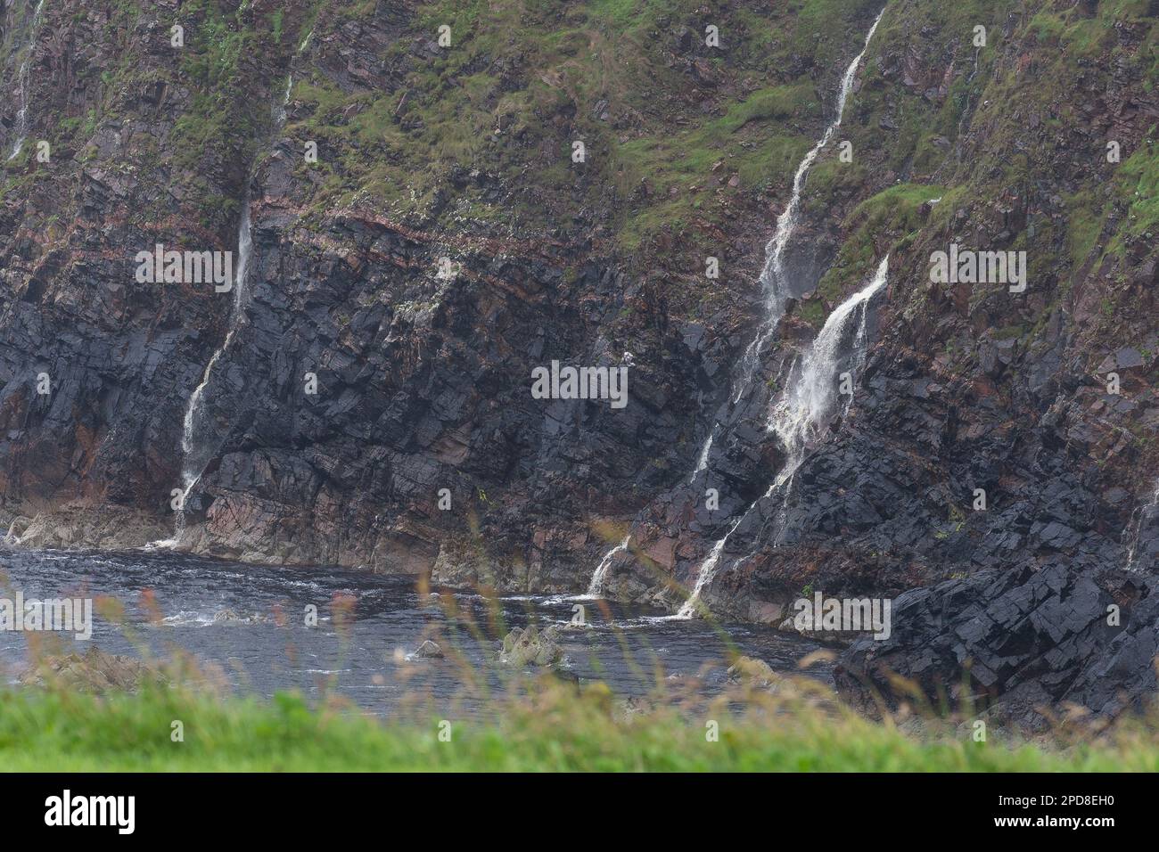Rain Water flowing down the Cliffs, Camas na h-Airde, Lewis, Isle of ...