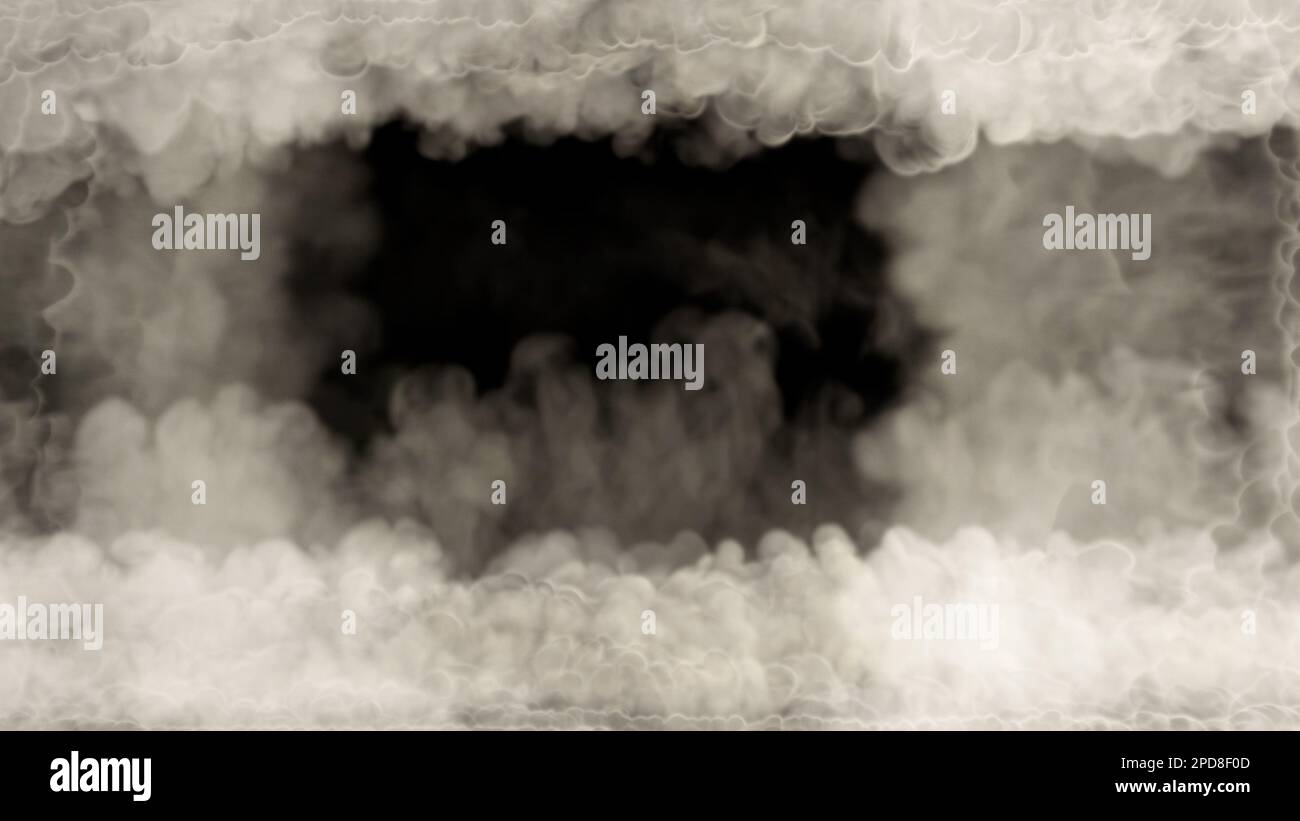 Top - bottom screen frame of rich smoke, isolated - object 3D rendering ...