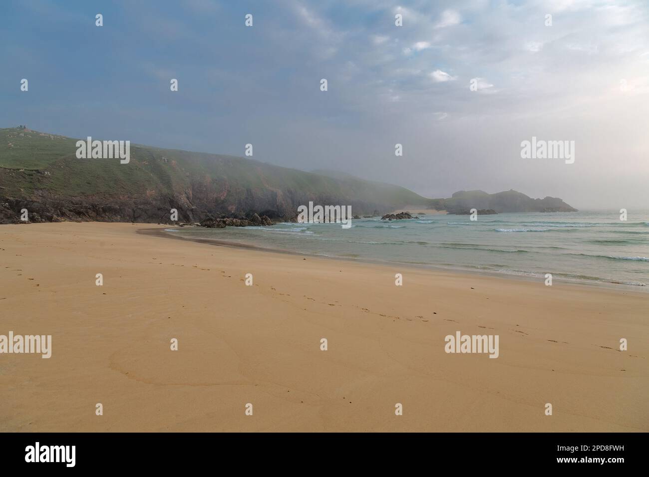 Sea Mist rises over Mangersta Beach, Lewis, Isle of Lewis, Hebrides ...