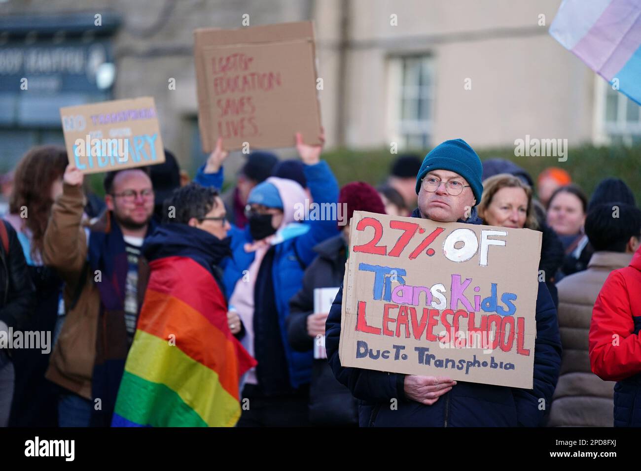 Trans rights activists take part in a demonstration outside Portobello ...