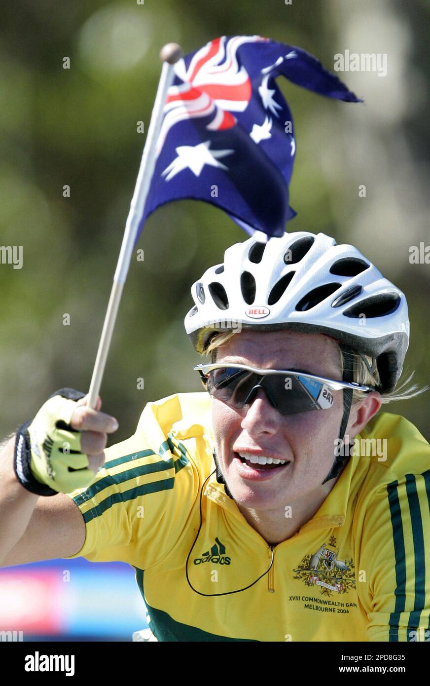 Australia's gold medalist Natalie Bates holds the Australian national ...