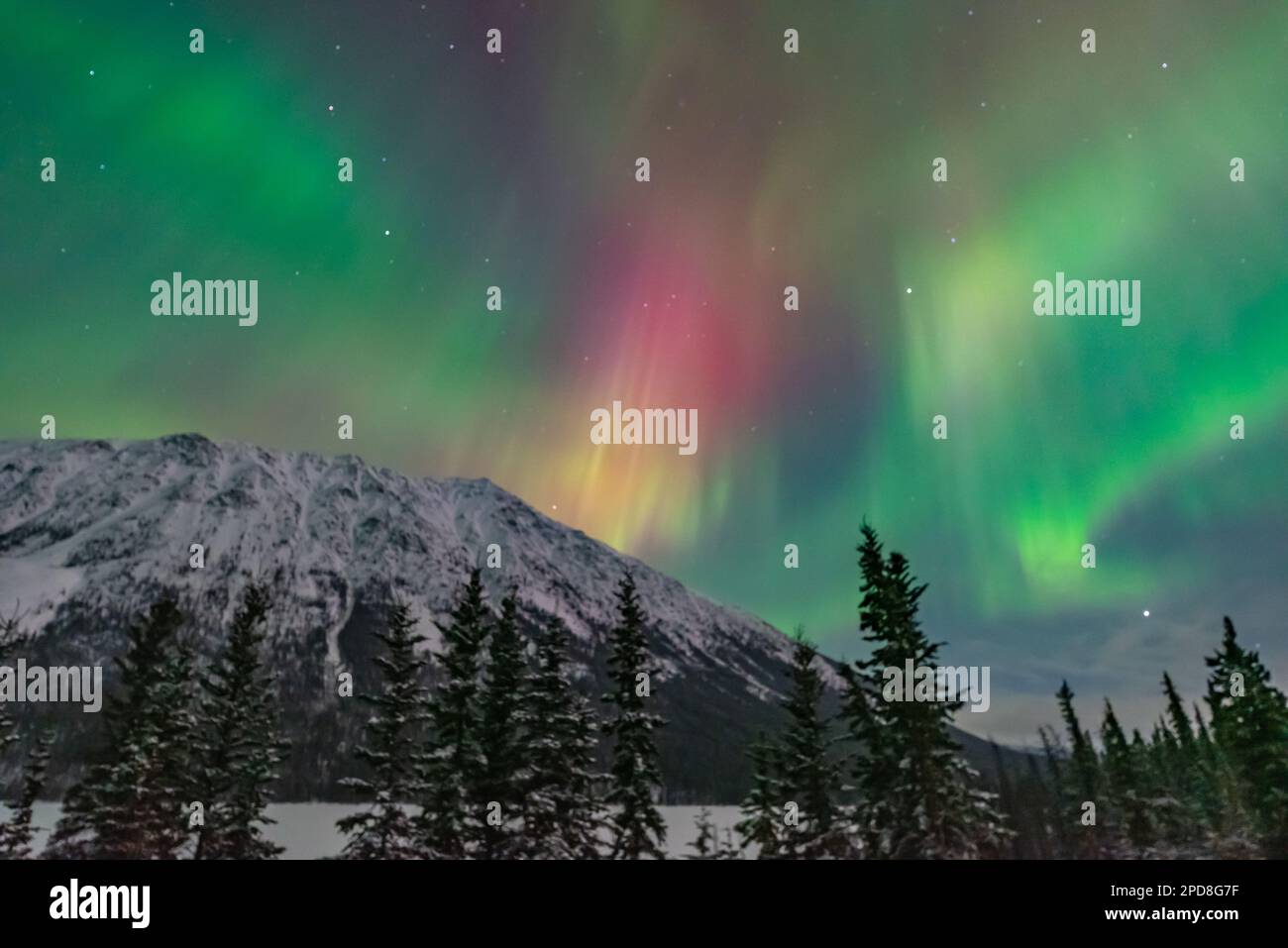 Stunning landscape scenery of Northern Lights seen from northern Yukon ...