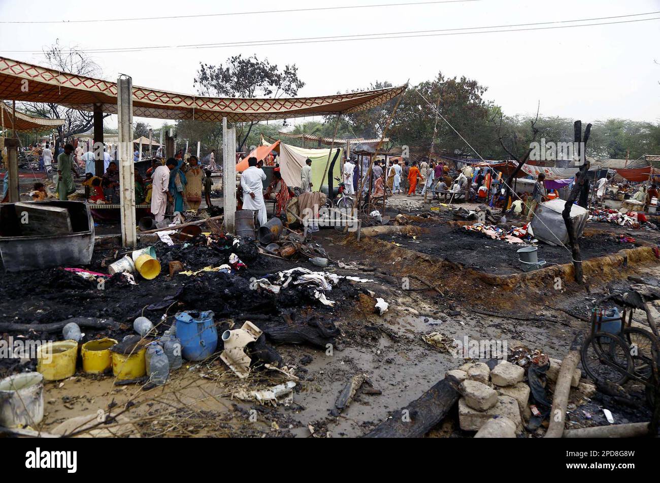 Lahore, at Peshawar, March 14, 2023.View of site after fire eruption ...