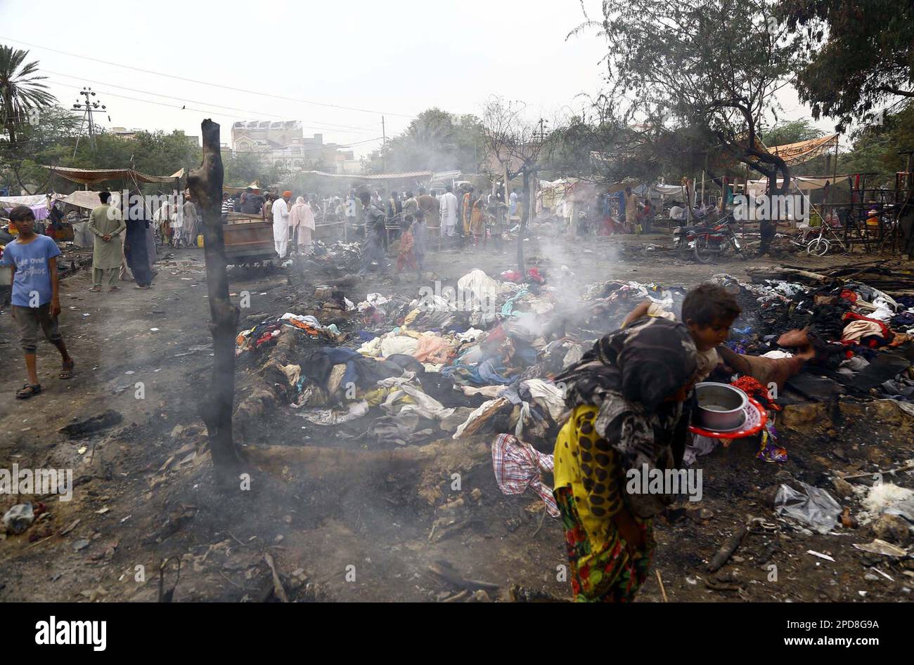 Lahore, at Peshawar, March 14, 2023.View of site after fire eruption ...