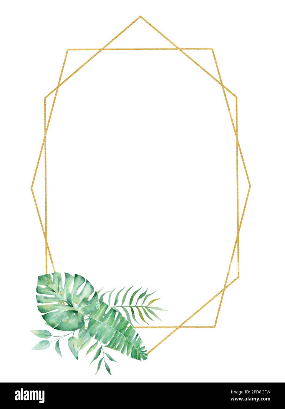 Exotic watercolor tropical frame border palm tree. Summer clipart ...