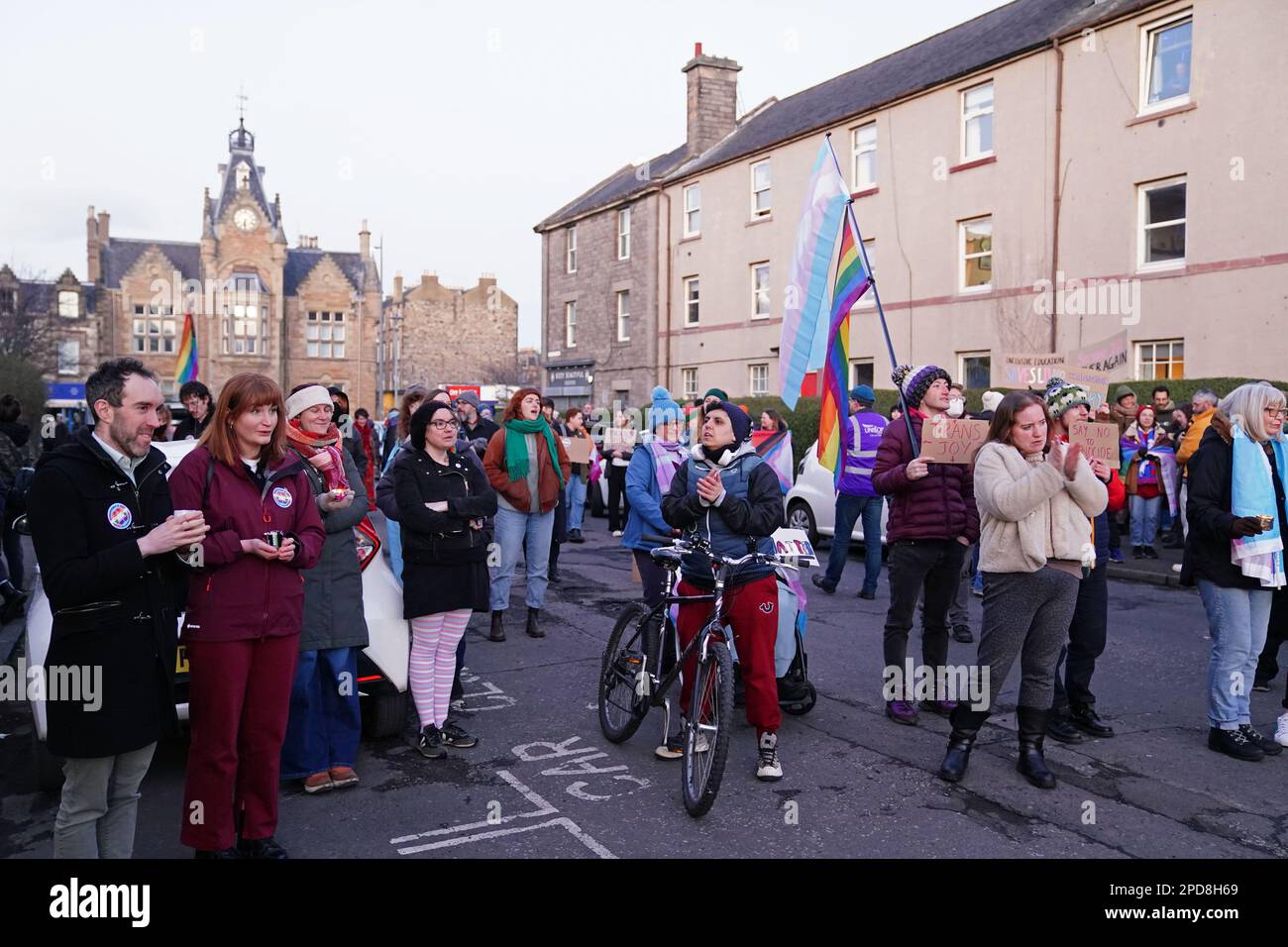 Trans rights activists take part in a demonstration outside Portobello ...