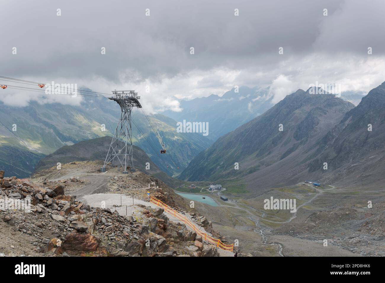 Cable car in the Stubai Glacier, Austrian Alps, municipality of ...