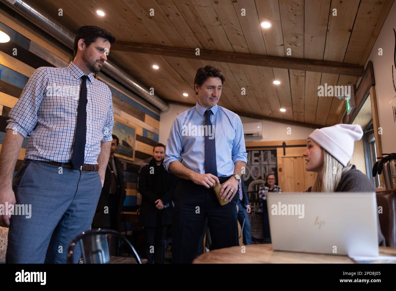 Prime Minister Justin Trudeau and Immigration Minister Sean Fraser chat ...