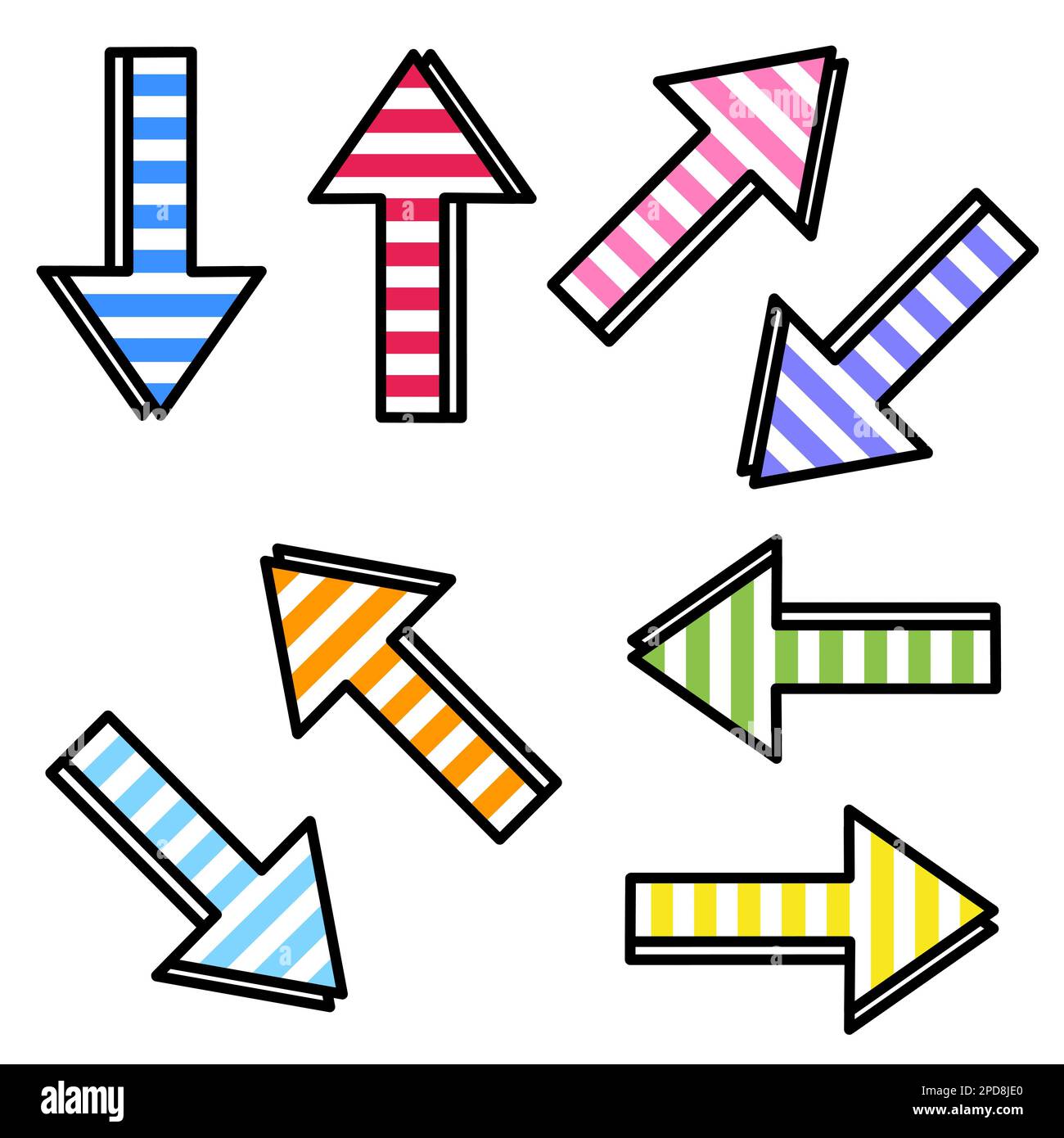 A set of striped arrows Stock Photo - Alamy