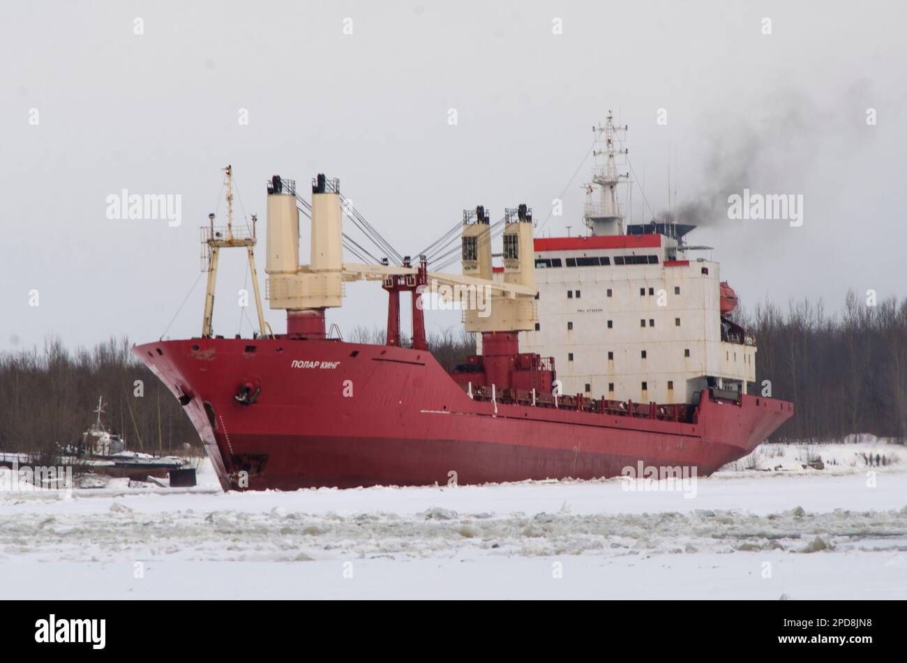 February, 2023 - Arkhangelsk. Arctic red bulk carrier "Polar King ...