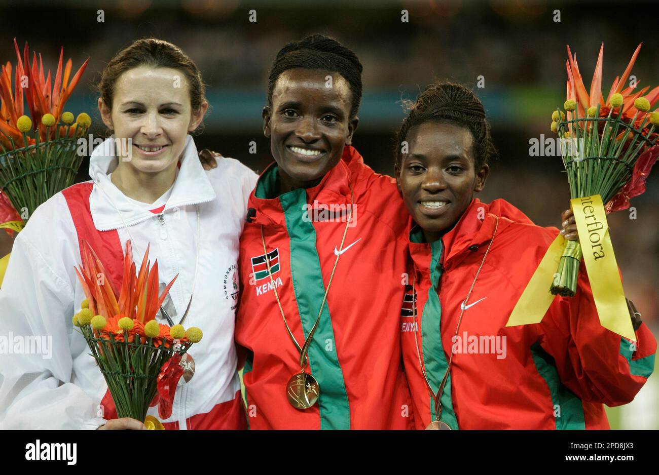 From left: England's Jo Pavey, silver, Kenya's Isabella Ochichi, the ...