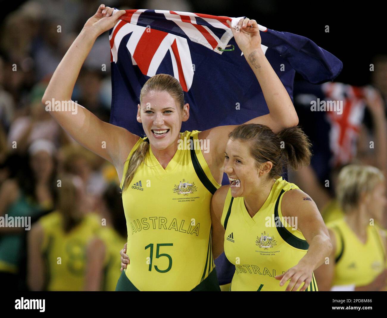 Australia's Lauren Jackson, left, and Katrina Hibbert celebrate with ...