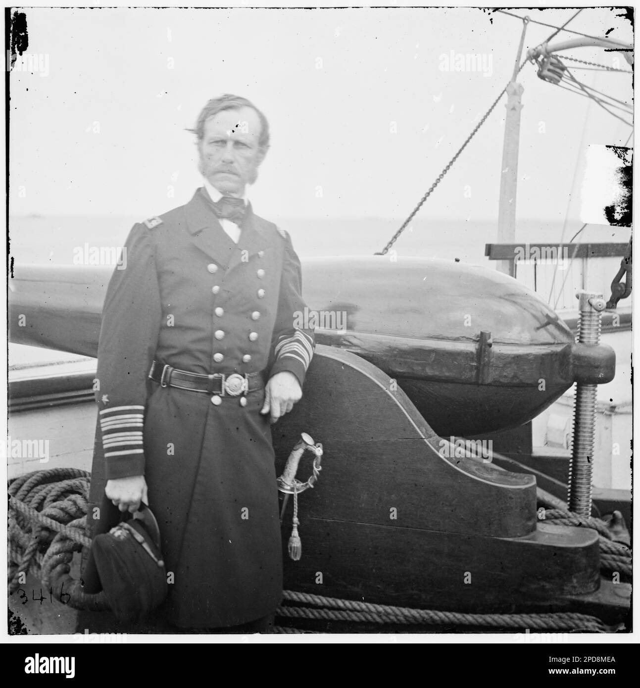 Charleston Harbor, South Carolina. Rear Adm. John A. Dahlgren standing ...