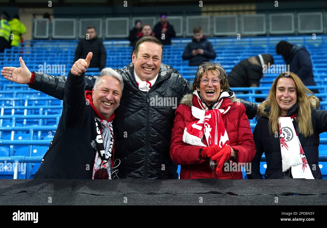Red Bull Leipzig fans pose for photographs before the UEFA Champions ...