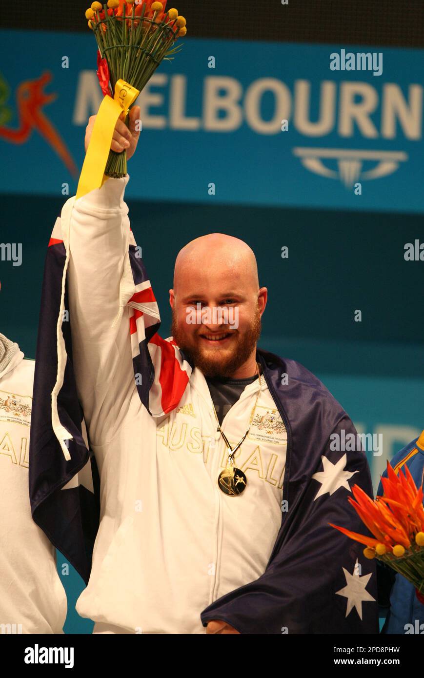 Australia's gold medalist Christopher Daniel Rae weves at a medal ...