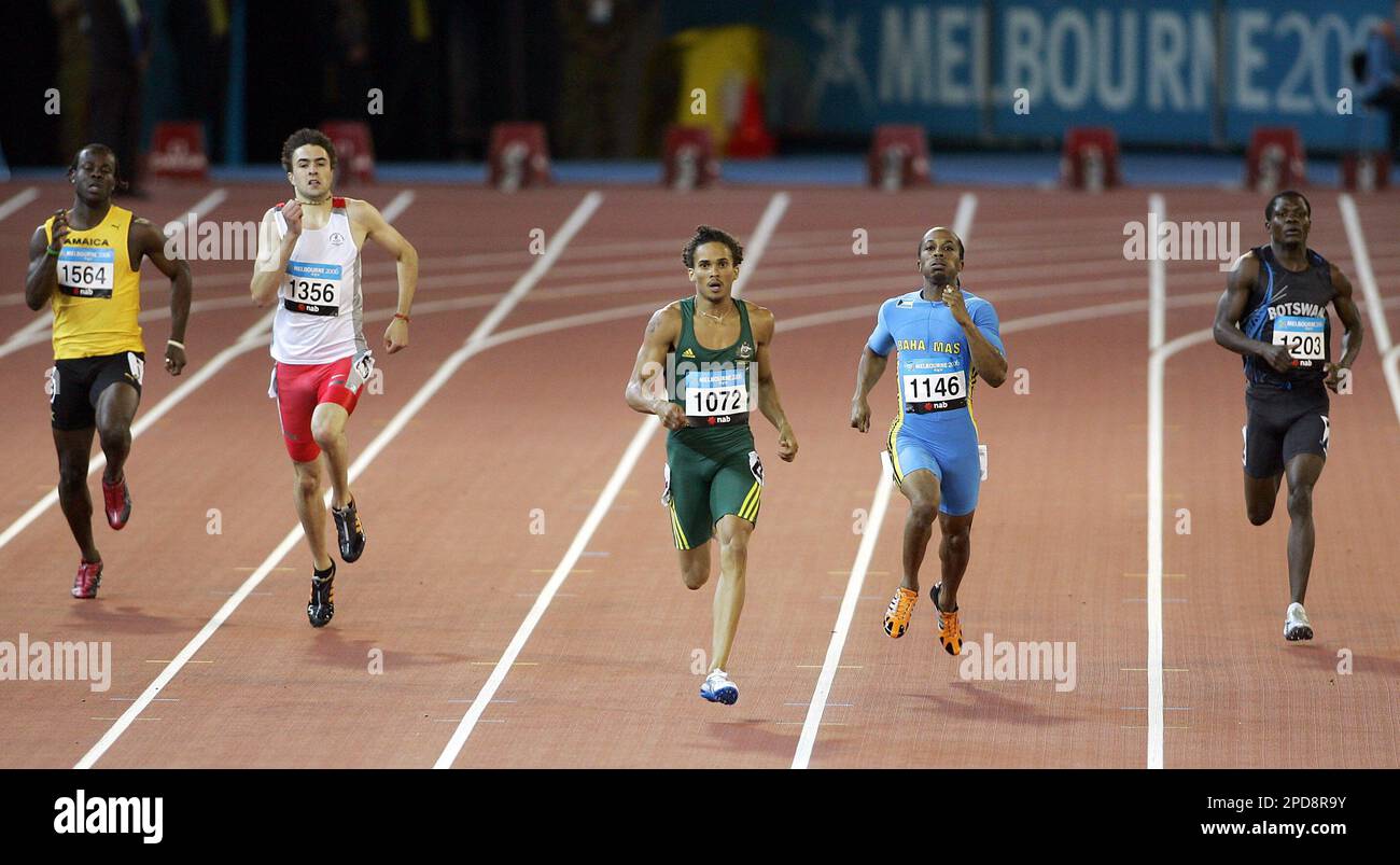 From left: Jamaica's Jermaine Gonzales, England's Martyn Rooney ...