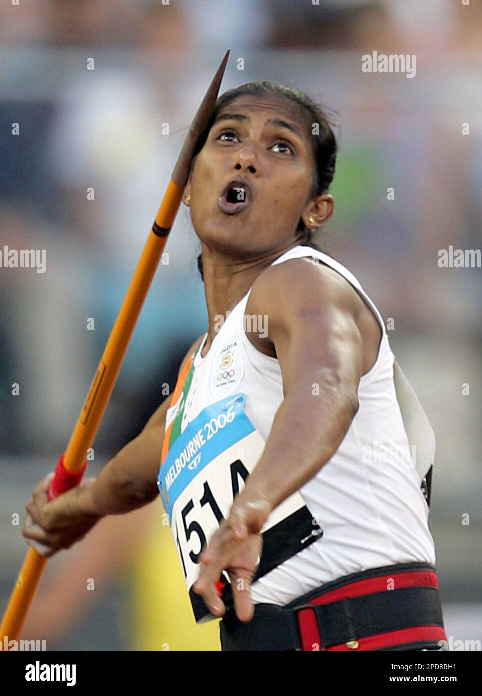 India's Soma Biswas competes in the javelin discipline of the ...