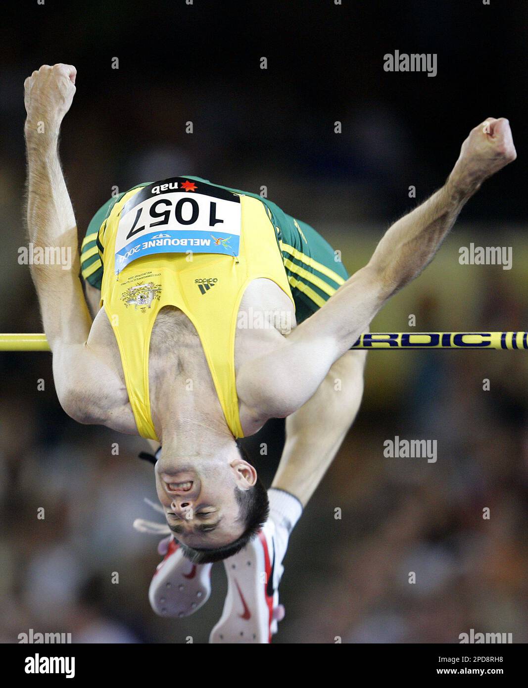 Australia's Nicholas Moroney attempts a clearance in the final of the ...