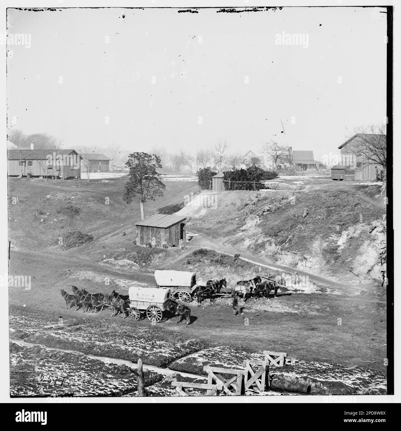 City Point, Virginia. Supply wagons of 2d Brigade, 2d Corps. Civil war ...