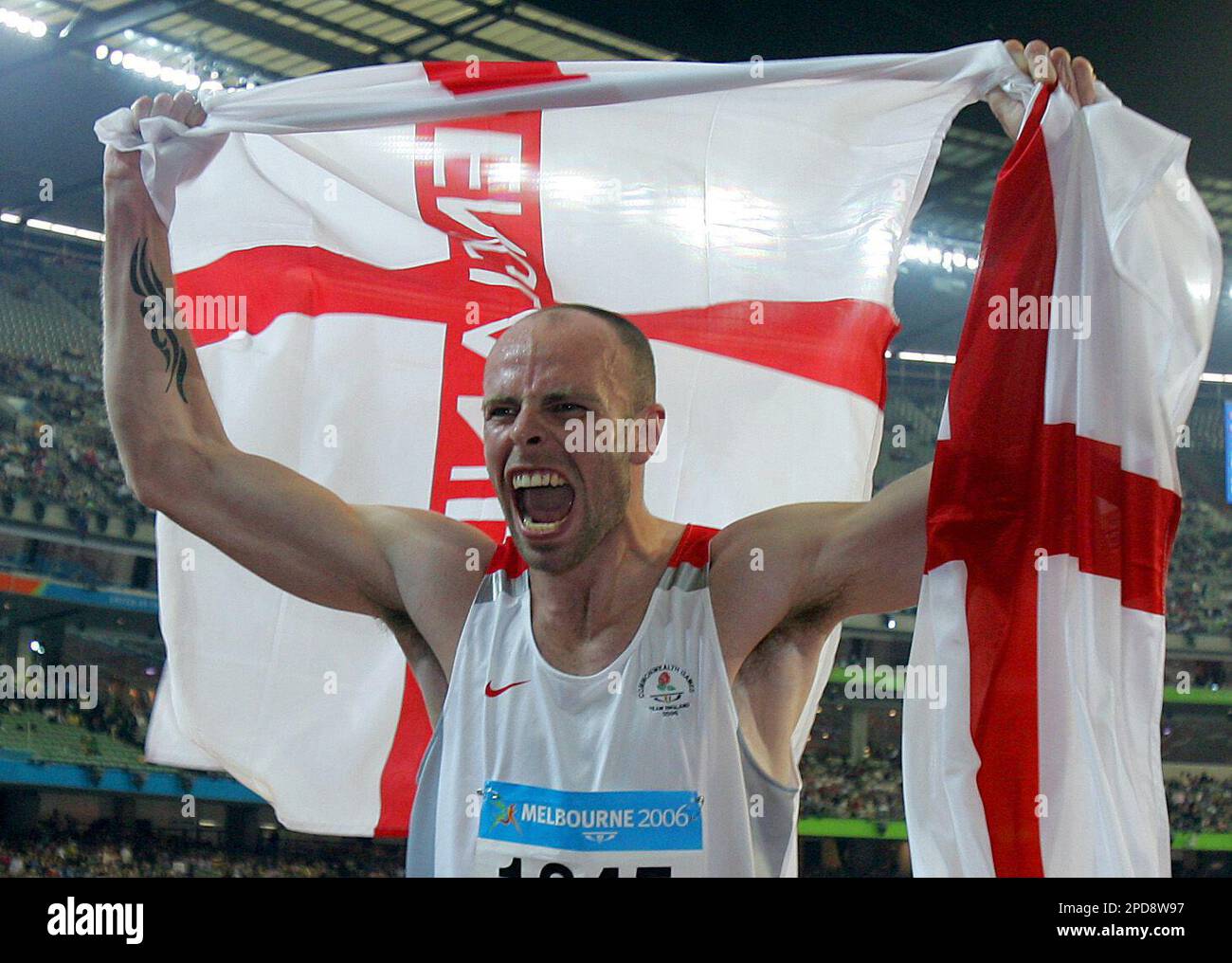 England's Dean Macey celebrates after winning the gold medal in the ...