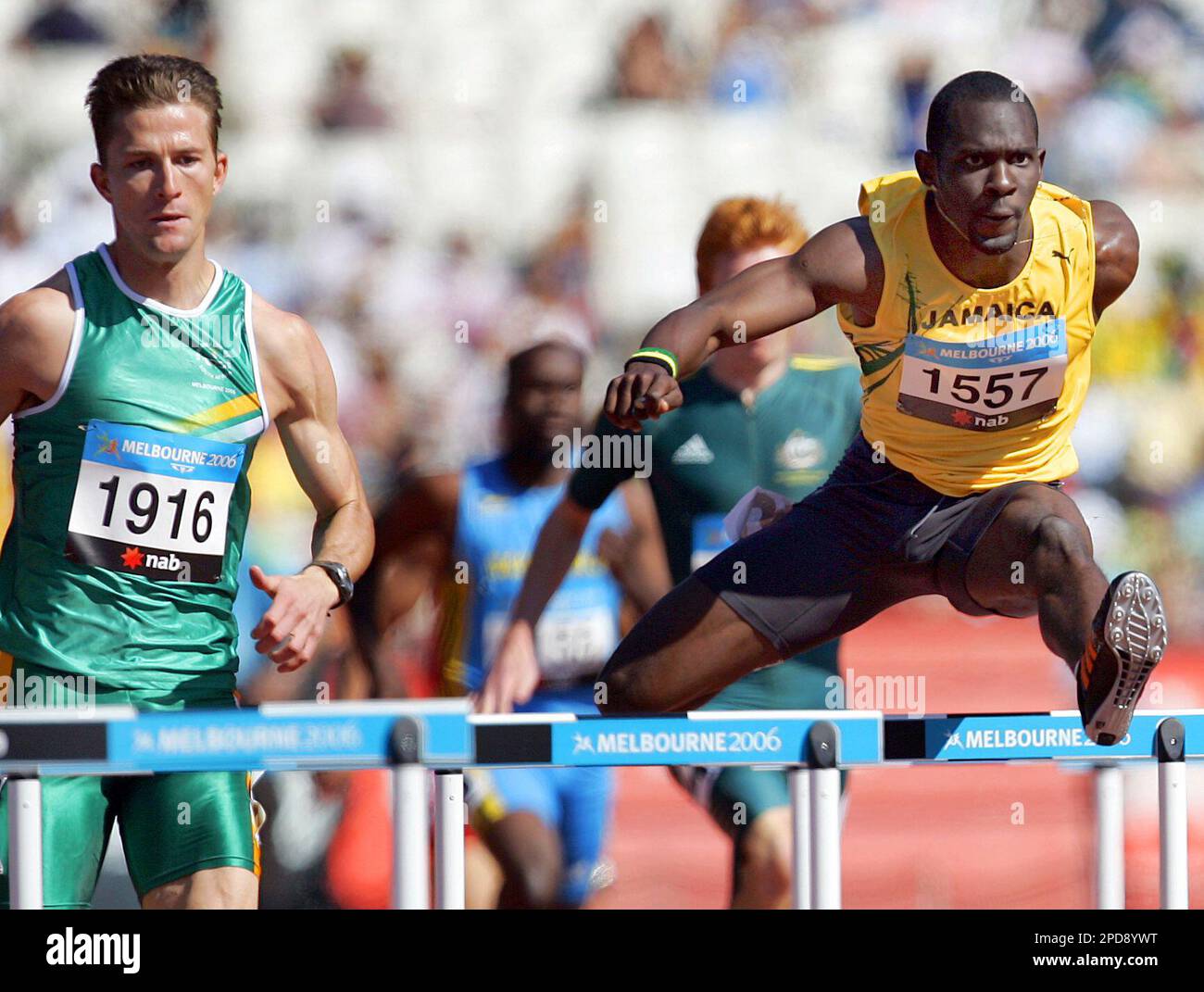 Jamaica's Dean Griffiths, right, and South Africa's Alwyn Myburgh ...