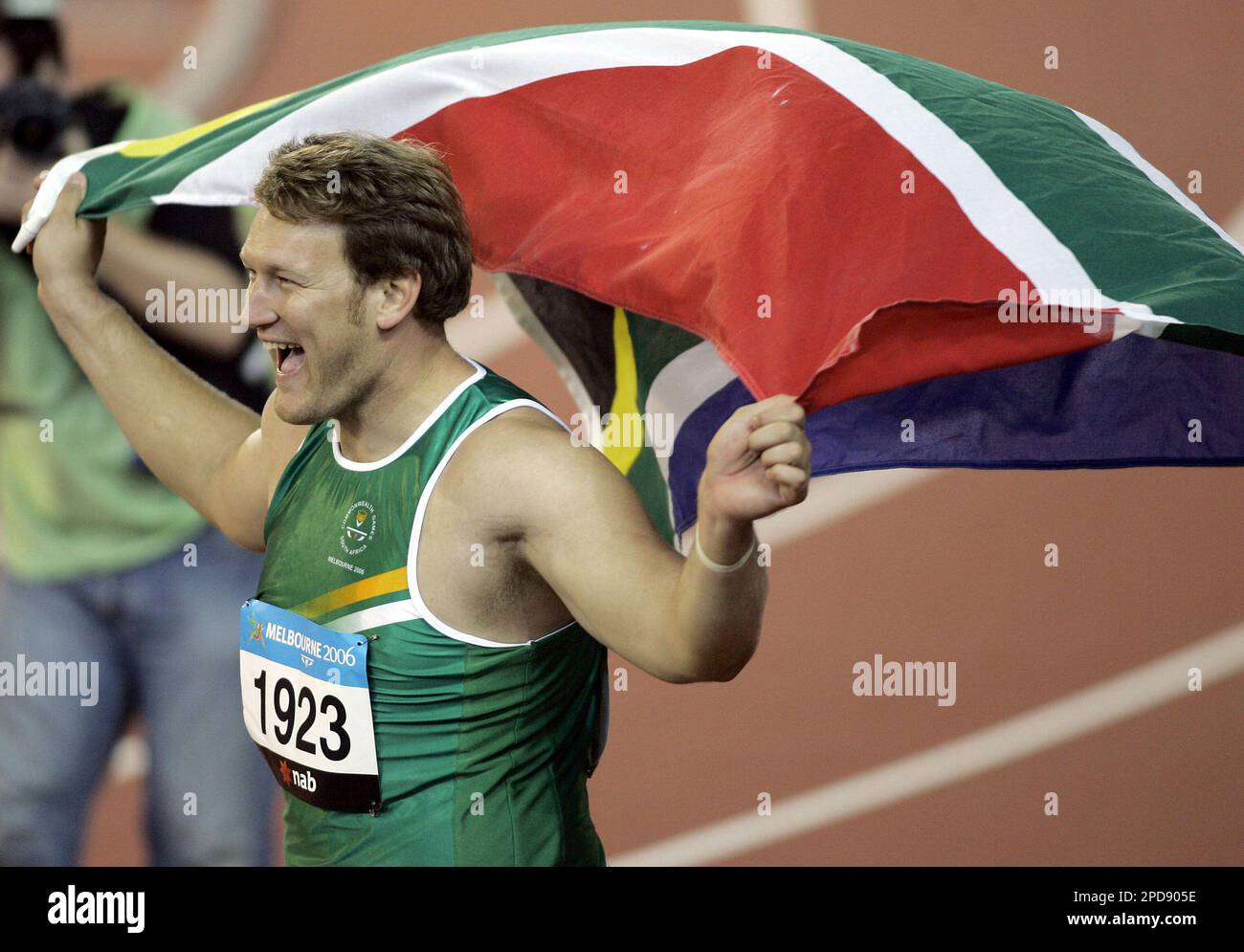 South Africa's Janus Robberts celebrates after winning the gold medal ...