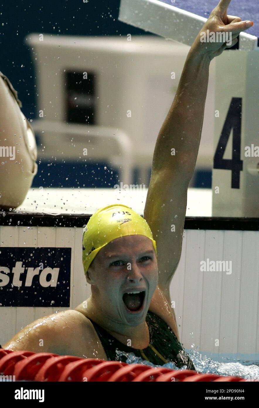 Australia's Leisel Jones reacts after winning the women's 100m ...